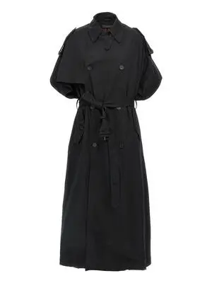 Balenciaga Cotton Gabardine Stole Trench Coat - Black