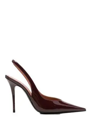 Amina Muaddi Patent Stiletto Slingback Shoes - Red