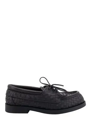 Bottega Veneta Pier Intrecciato Leather Boat Shoes - Multicolor