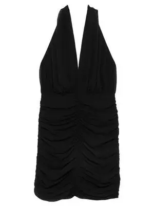 ROTATE BY BIRGER CHRISTENSEN Halterneck Ruched Mini Dress - Black