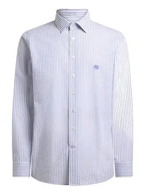 Etro Striped Cotton Seersucker Shirt - Blue