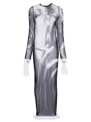 JEAN PAUL GAULTIER Graphic Print Crew Neck Long Sleeve Dress - Black