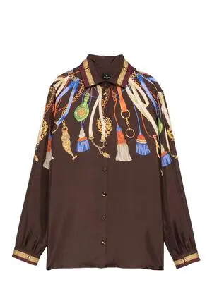 Etro Silk Tassel Print Shirt - Brown