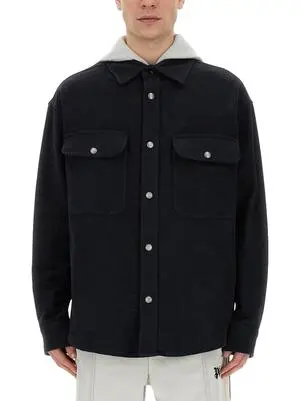 Palm Angels Shirt-jacket With Monogram - Black