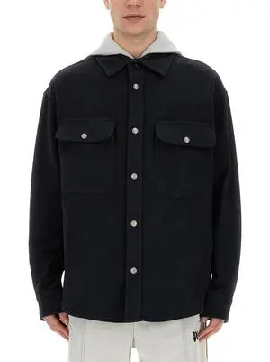 Palm Angels Shirt-jacket With Monogram - Black