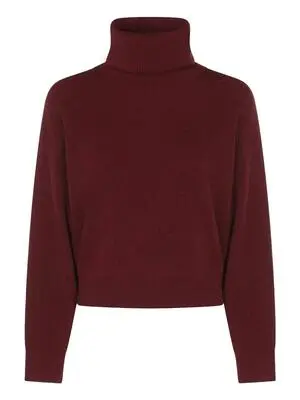 Brunello Cucinelli Cashmere Blend English Ribbed Turtleneck Sweater - Red