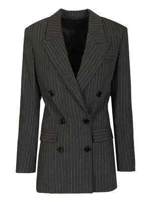 Isabel Marant Étoile Double-breasted Pinstriped Blazer - Gray