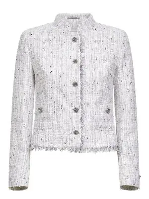 Tagliatore White Cotton Blend Tweed Jacket - Multicolor