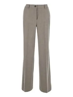 P.a.r.o.s.h Blend Wool Belted Trousers - Cream