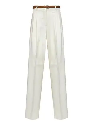 Max Mara Ivory White Mstadunco Fluid Belted Trousers - Multicolor