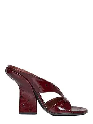 Dries Van Noten Ostrich-embossed Leather Heeled Mules - Multicolor
