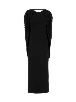 Alberta Ferretti Stretch Crepe Long Dress - Black