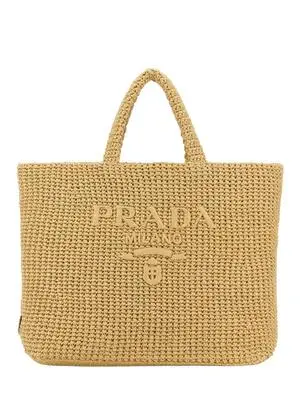 Prada Raffia Shopping Bag - Brown