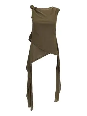 GANNI Asymmetrical Knot Top - Green