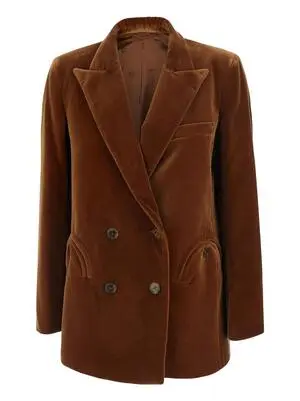 BLAZÉ MILANO Velvet Double-breasted Jacket - Brown