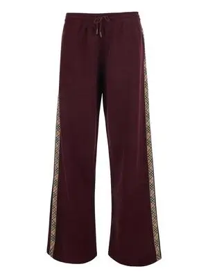Burberry Jodie' Bordeaux Pants With Drawstring Waist And Check Motif On The Side In Cotton For - Multicolor