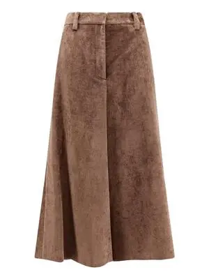 Brunello Cucinelli Velvet Skirt With Monili Detail - Multicolor