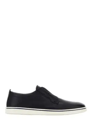 FERRAGAMO Salvatore Ferragamo Men Black Leather Alfie Slip Ons Black