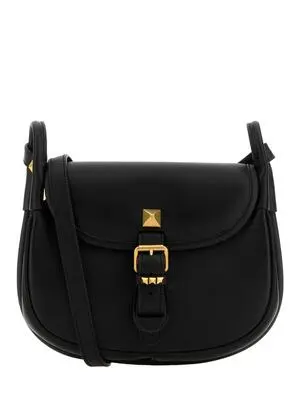 Valentino Garavani Leather Flaneuse Crossbody Bag - Black