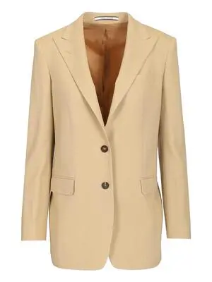 Tagliatore Wool Peak Lapel Blazer - Cream