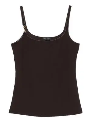 Gucci GUCCI Scoop Neck Stretch Spaghetti Strap Tank Top Brown