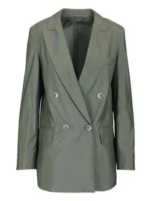 Max Mara Double-breasted Wool And Silk Blazer - Green