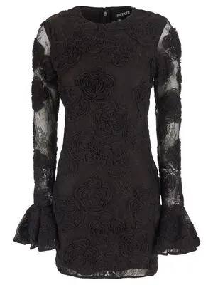 ROTATE BY BIRGER CHRISTENSEN Floral Embroidered Tech Fabric Mini Dress - Multicolor