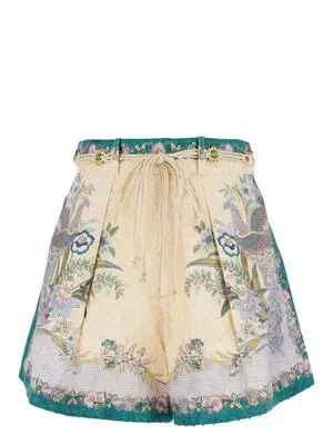 Zimmermann Indra Printed Linen Shorts - Multicolor
