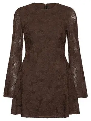 ROTATE BY BIRGER CHRISTENSEN Flower Mesh Ls Mini Dress - Multicolor