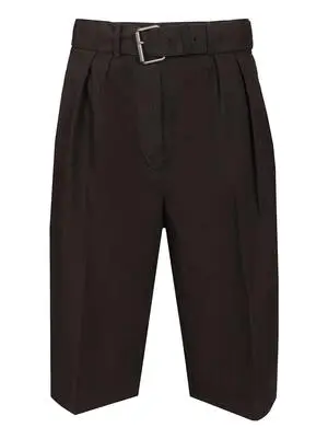 Dries Van Noten Cotton Wide Leg Shorts - Brown