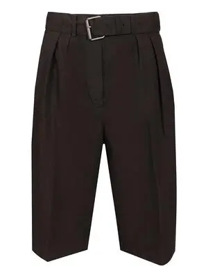 Dries Van Noten Cotton Wide Leg Shorts - Brown