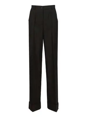 Dolce & Gabbana Wool Gabardine Trousers - Black