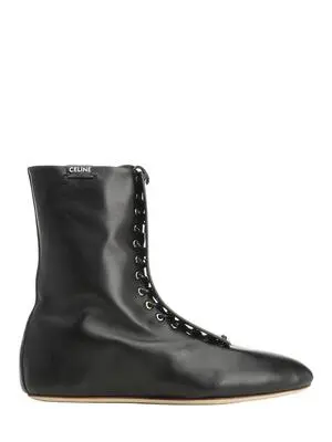 Celine Lace-up Leather Boot - Black