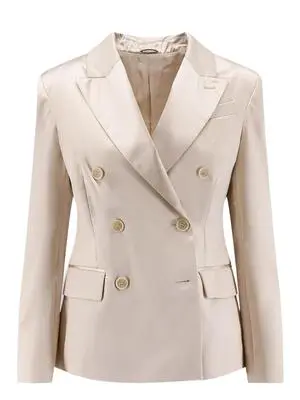 Brunello Cucinelli Double-breasted Silk Blazer - Gold