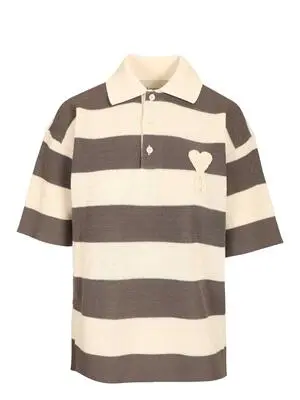 AMI Paris Striped Short Sleeve Polo - Multicolor
