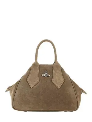VIVIENNE WESTWOOD Dove Grey Suede Small Yasmine Handbag - Gray