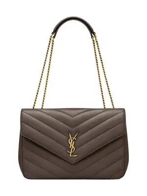 Saint Laurent New Loulou Large Bag In Matelassé Lambskin - Gray
