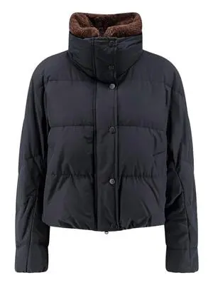 Brunello Cucinelli Down Jacket With Shearling Collar - Multicolor