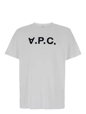 A.p.c. White Oversized T-shirt With Logo Print On The Front In Cotton - Multicolor