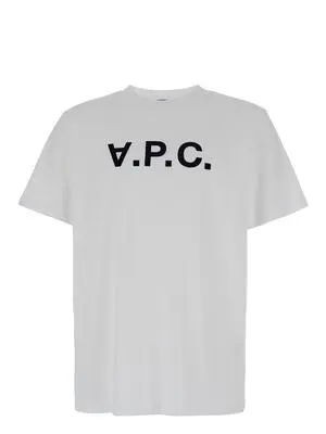 A.p.c. White Oversized T-shirt With Logo Print On The Front In Cotton - Multicolor