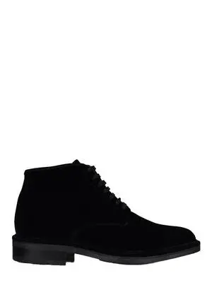 Saint Laurent Velvet Lace Up Boots - Black