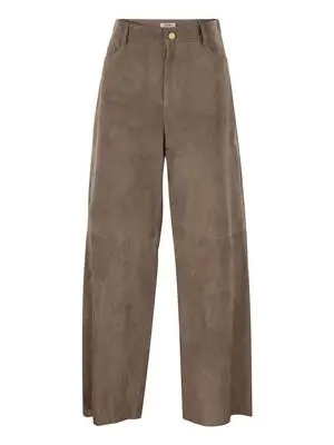Max Mara Smmfulmine Wide-leg Leather Trousers - Brown
