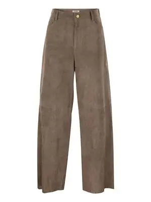 Max Mara Wide-leg Lambskin Trousers - Brown
