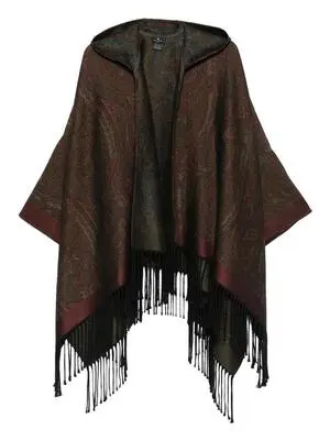 Etro Paisley Print Hooded Cape - Brown