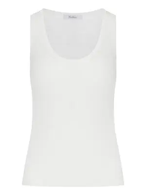 Max Mara Fitted Ribbed Top In Viscose Crepe - White