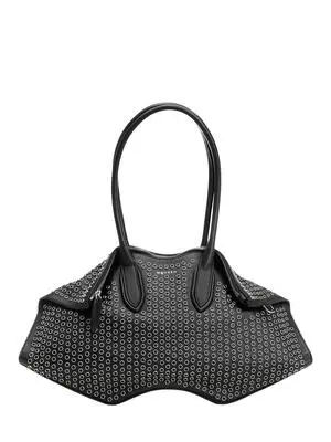 Alexander McQueen Manta Leather Shoulder Bag With All-over Metal Details - Multicolor