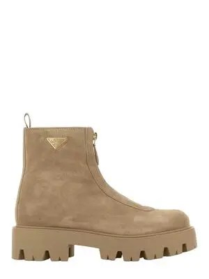 Prada Suede Ankle Boots - Brown