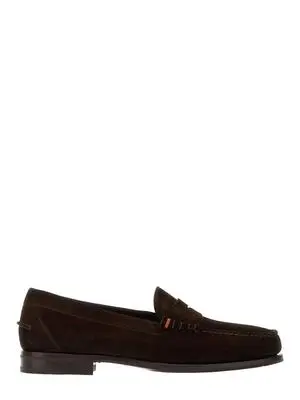 Santoni Dark Suede Quentin Loafers - Brown