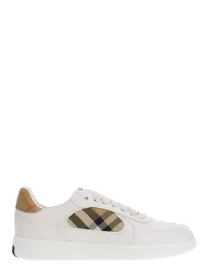 Burberry Checked Paneled Lace Up Sneakers - Multicolor