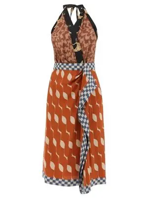 Dries Van Noten Dole Patchwork Dress With American Neckline - Multicolor